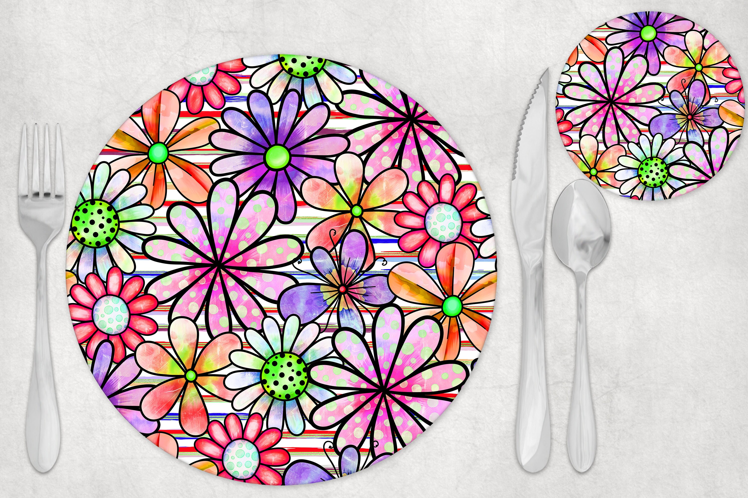 Place Mat Sets Round - Rectangle Sublimation Design, 11oz & 15oz Mug ...