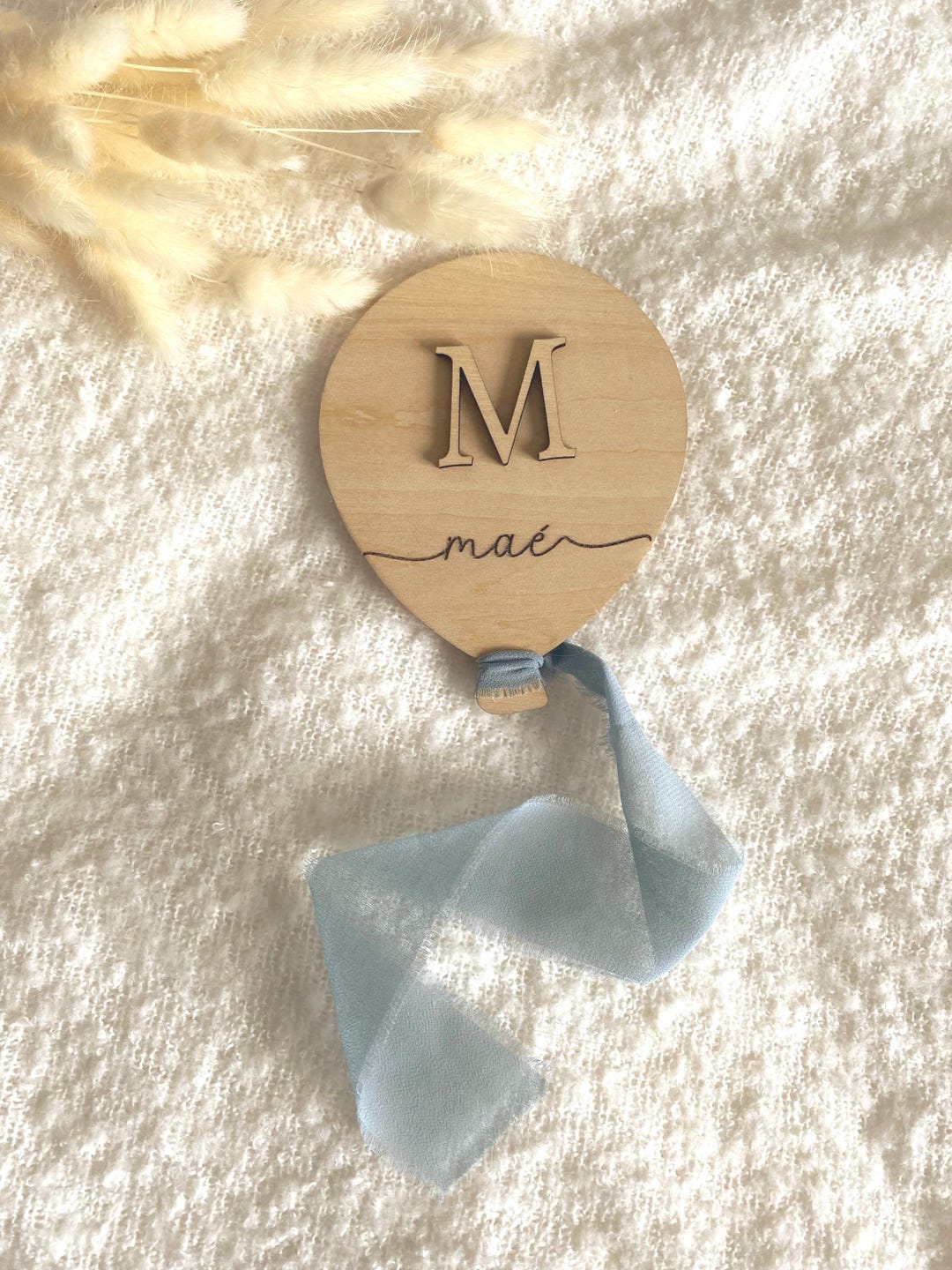 Baby Name Card, Baby Name Announcement, Wooden Birth Card, Baby Ribbon ...
