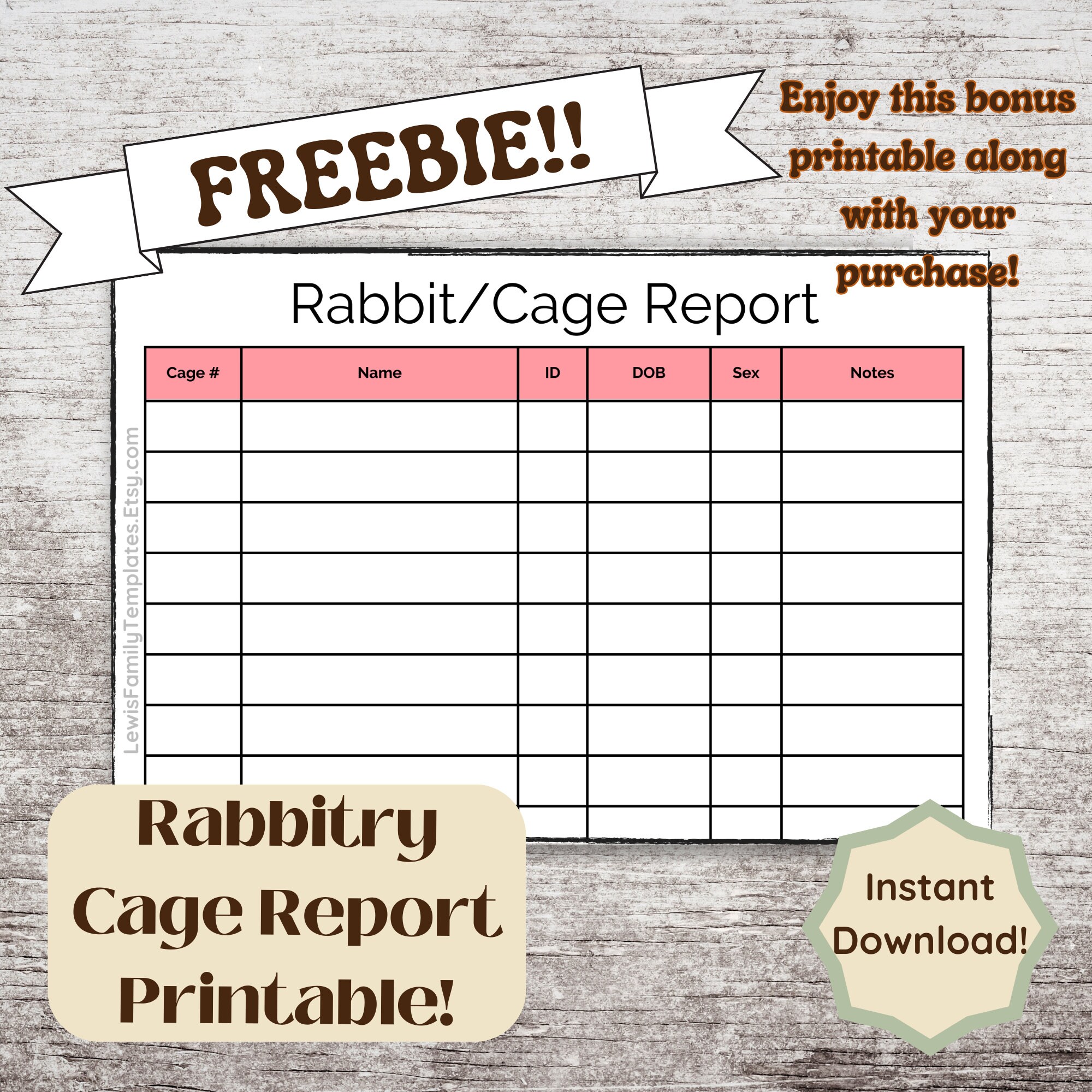 Rabbit Breeding Log Homestead Record Rabbitry Kindle Log Breeding ...