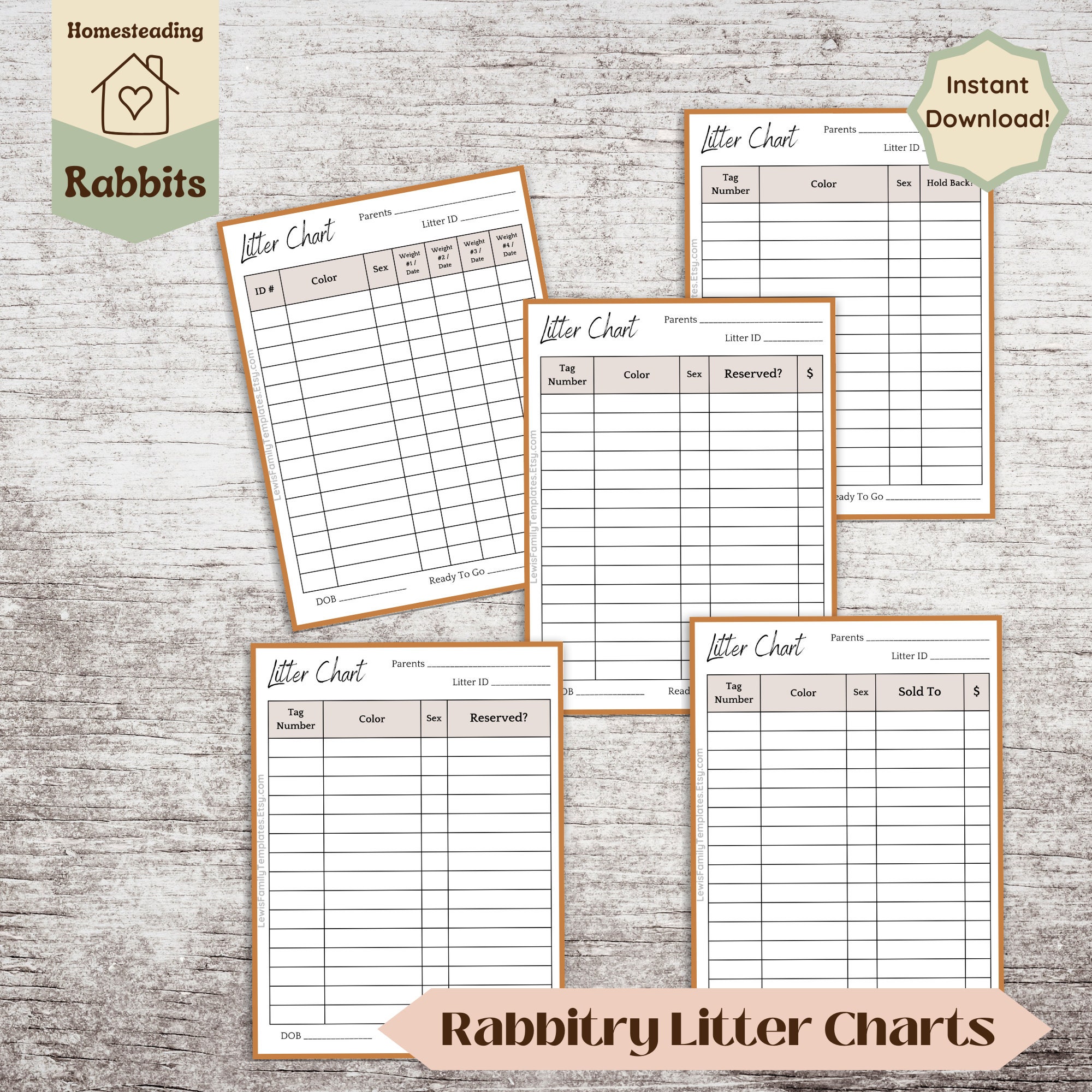 Rabbit Breeding Log Homestead Record Rabbitry Kindle Log Breeding ...