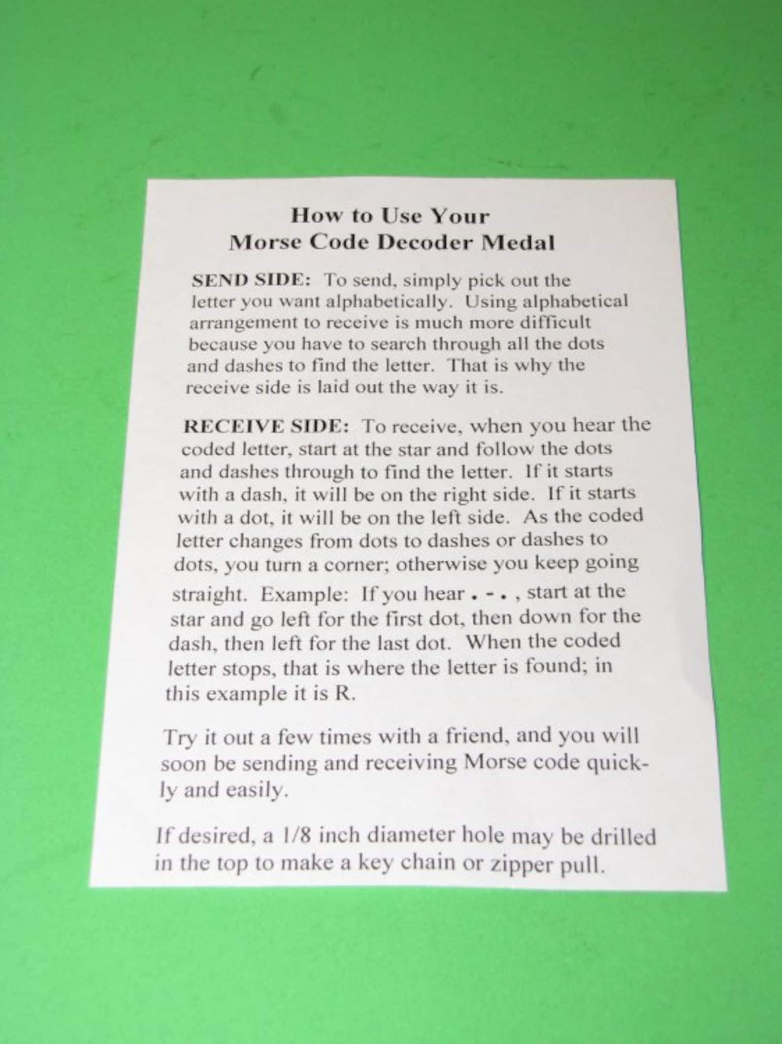 Solid Brass Morse Code Decoder Chart Medal Coin With Instruction ...