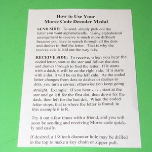 Solid Brass Morse Code Decoder Chart Medal Coin With Instruction ...