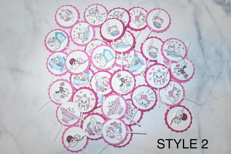 Marie The Aristocats Inspired Cupcake Toppers Etsy