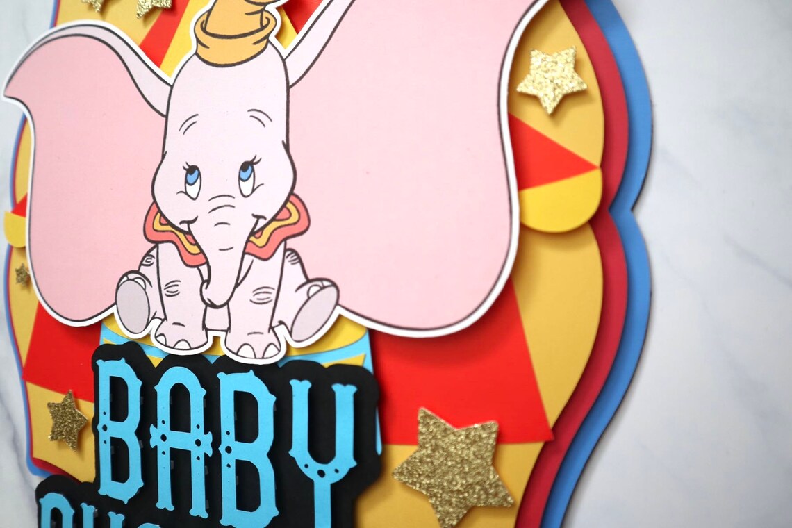 Dumbo Milestone Photo Banner Dumbo Cake Topper Door Sign - Etsy