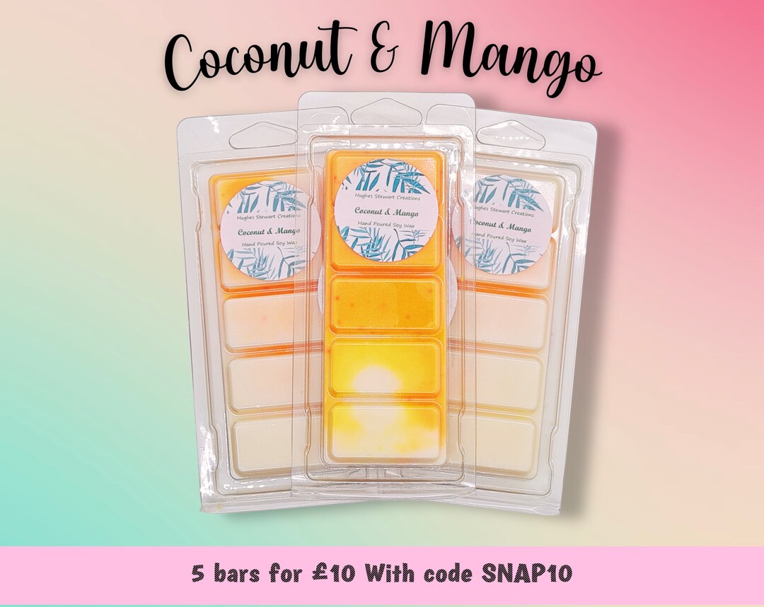 Coconut & Mango Wax Melt - Snap Bar-clamshell-creamy Coconut-sweet ...