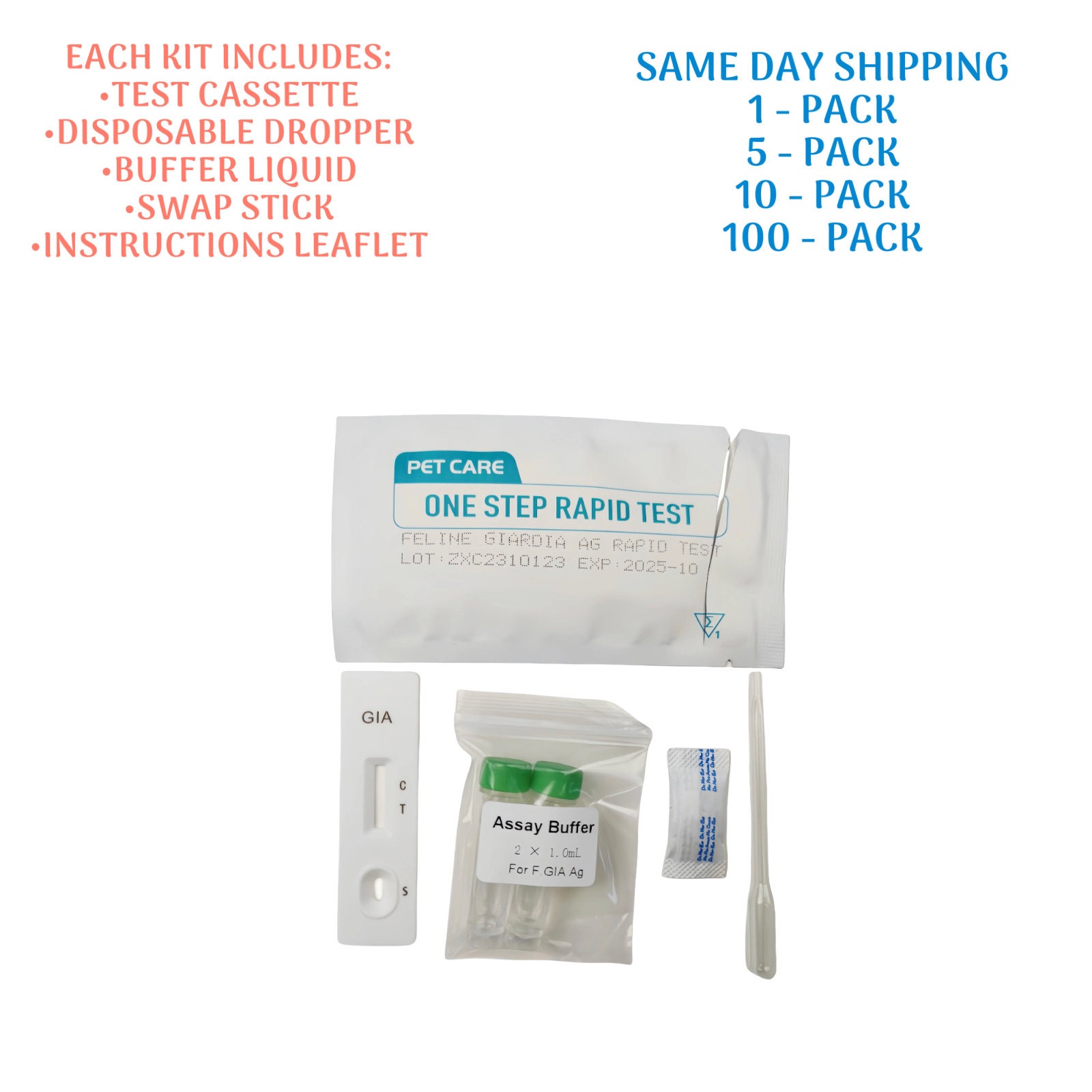 Canine Feline GIARDIA Ag Rapid Test Kit 1, 5, 10, 50, 100 Home Tests ...