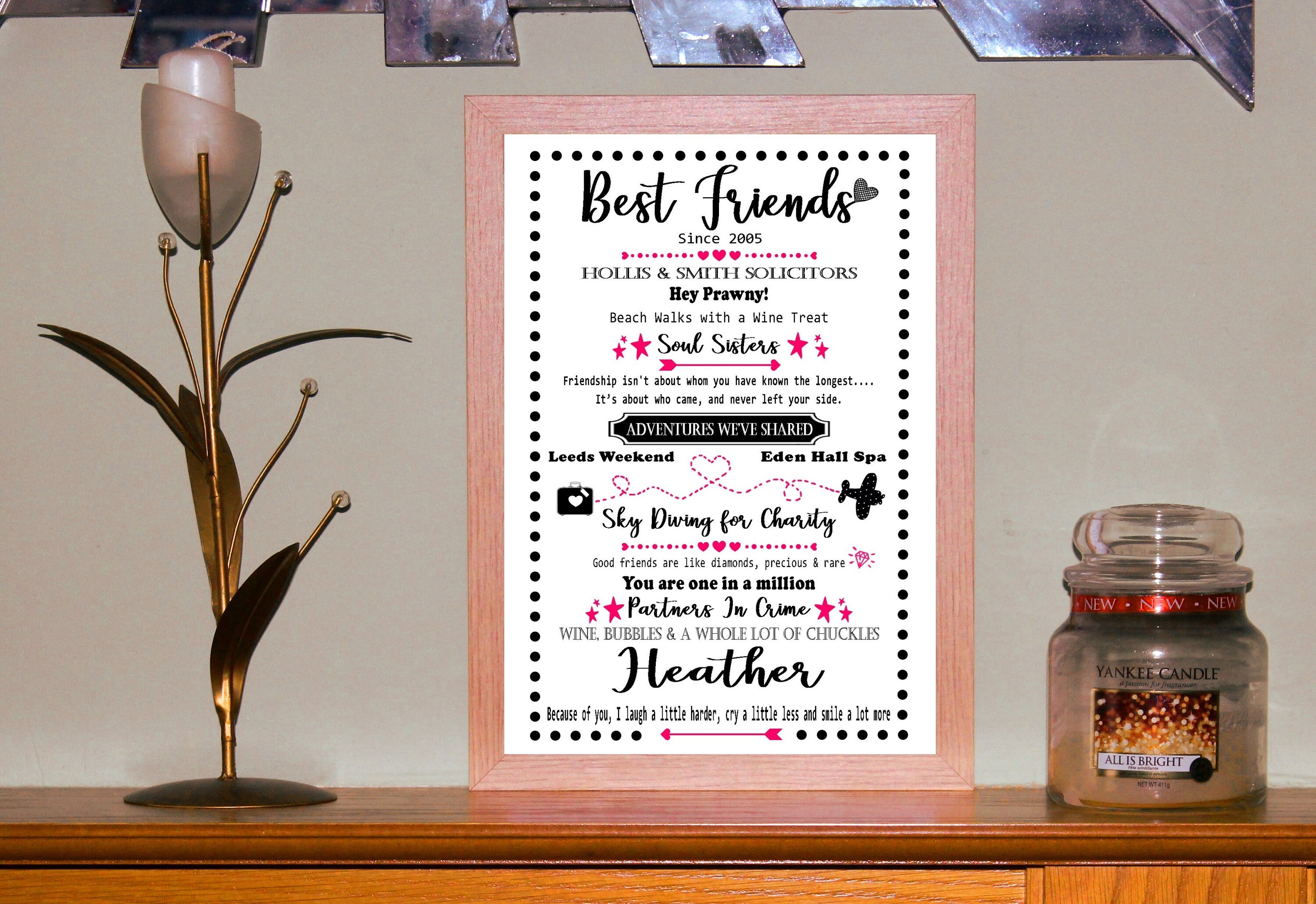 Personalised BEST FRIENDS BORDER Memories Keepsake A4 Print Sold as the ...