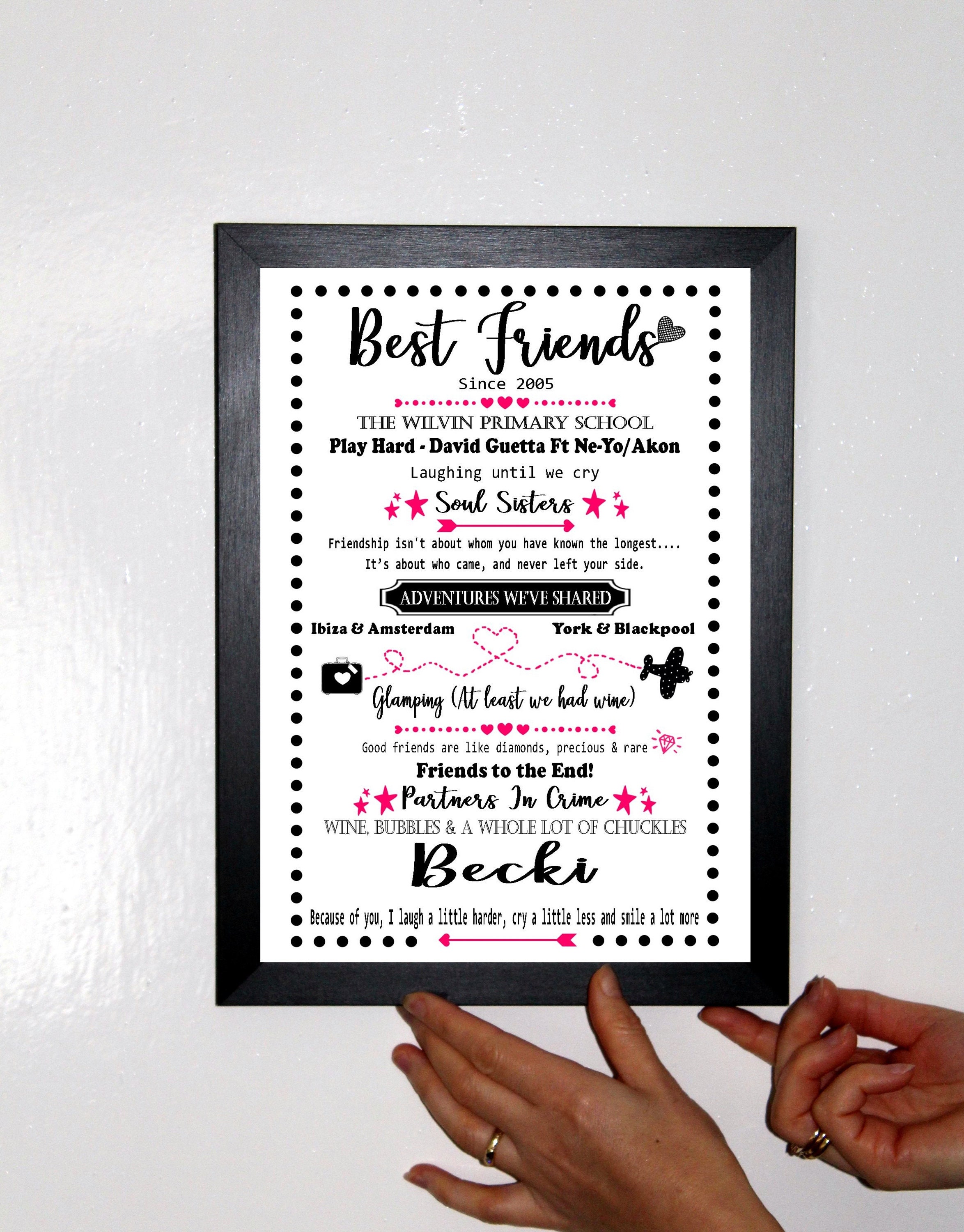 Personalised BEST FRIENDS BORDER Memories Keepsake A4 Print Sold as the ...