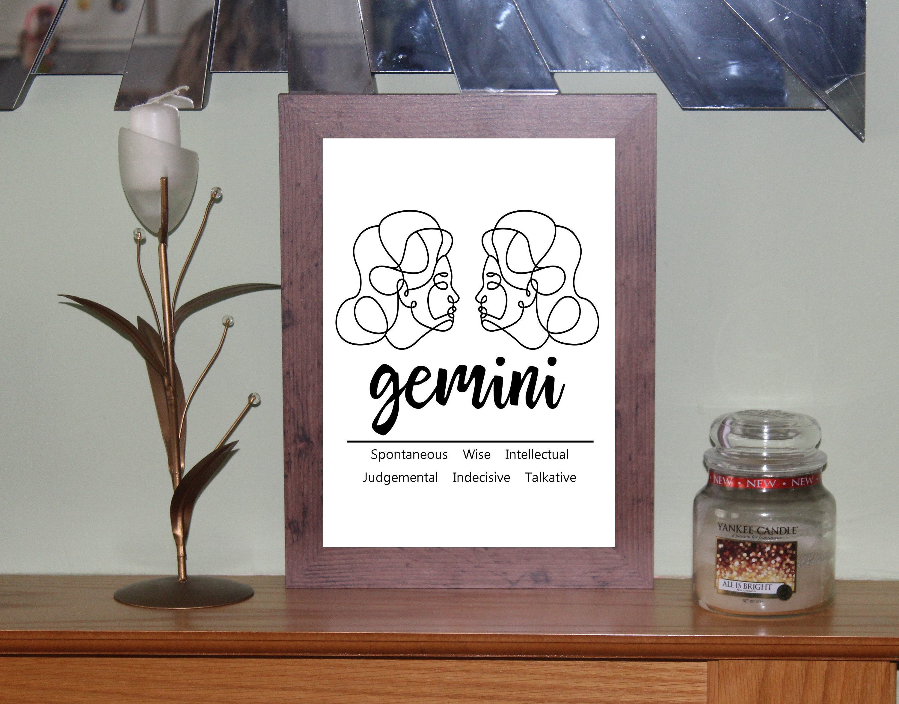 GEMINI ZODIAC Star Sign Traits A4 Poster Sold as the Print Only or in a ...