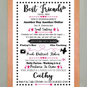 Personalised BEST FRIENDS BORDER Memories Keepsake A4 Print Sold as the ...
