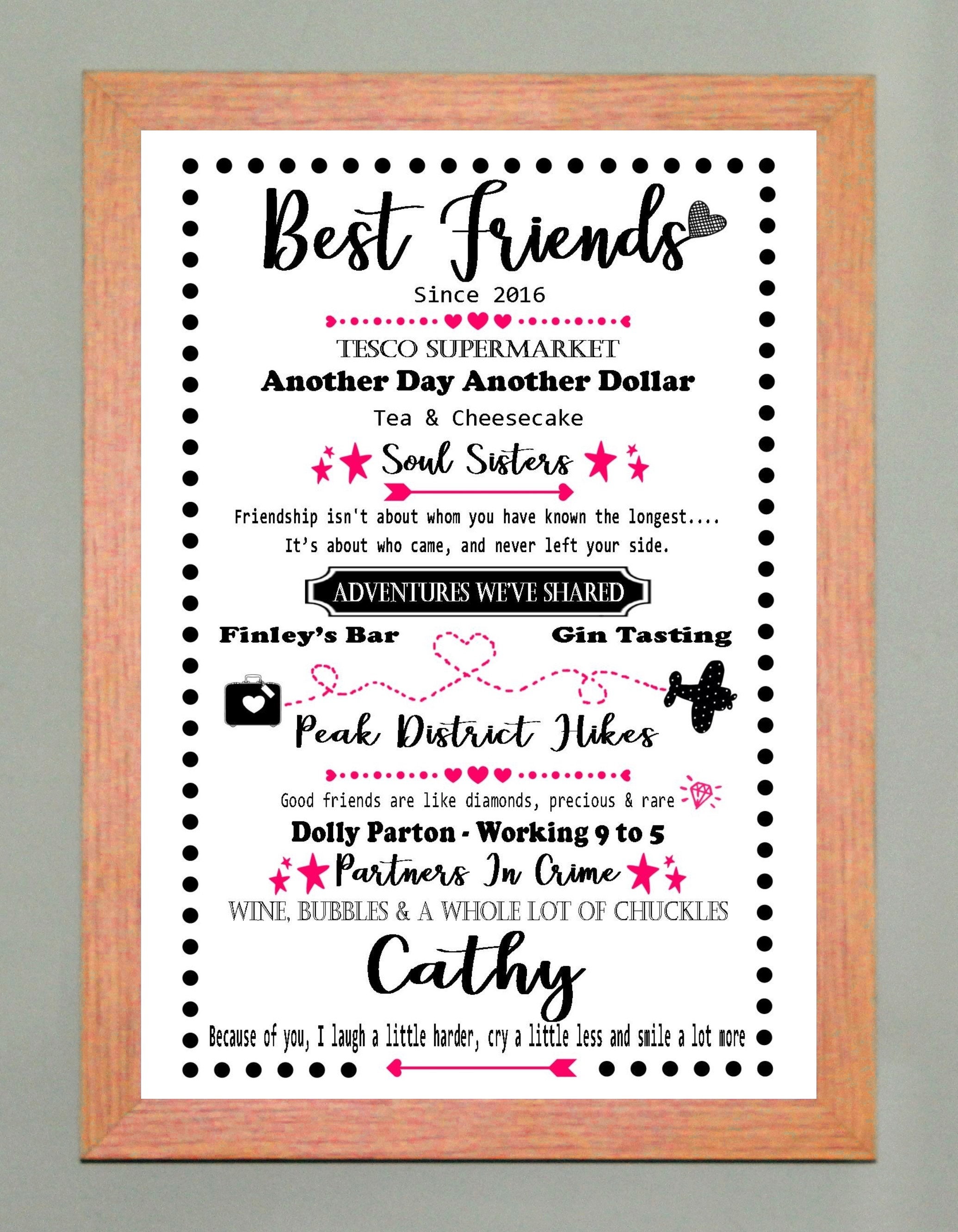 Personalised BEST FRIENDS BORDER Memories Keepsake A4 Print Sold as the ...