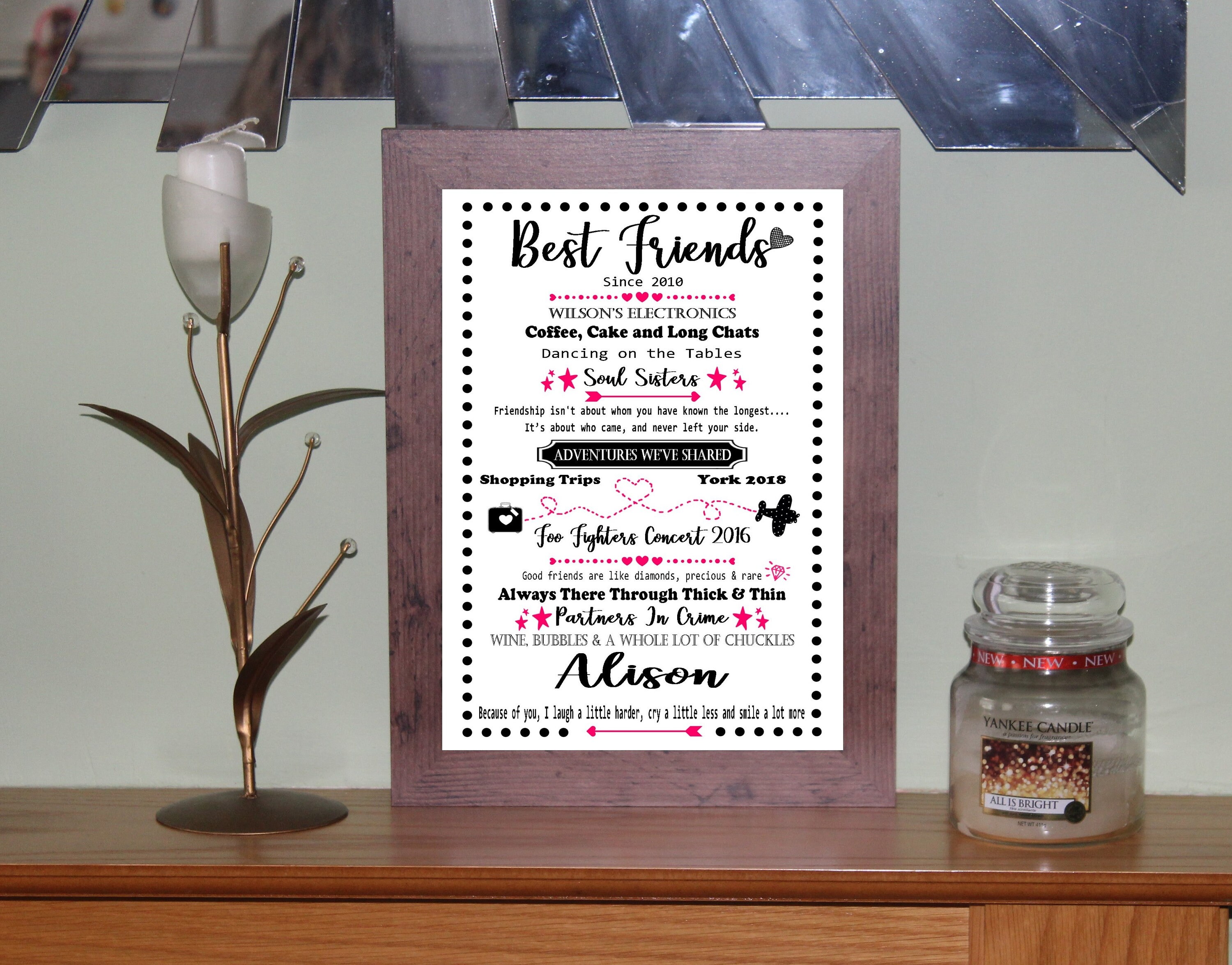 Personalised BEST FRIENDS BORDER Memories Keepsake A4 Print Sold as the ...