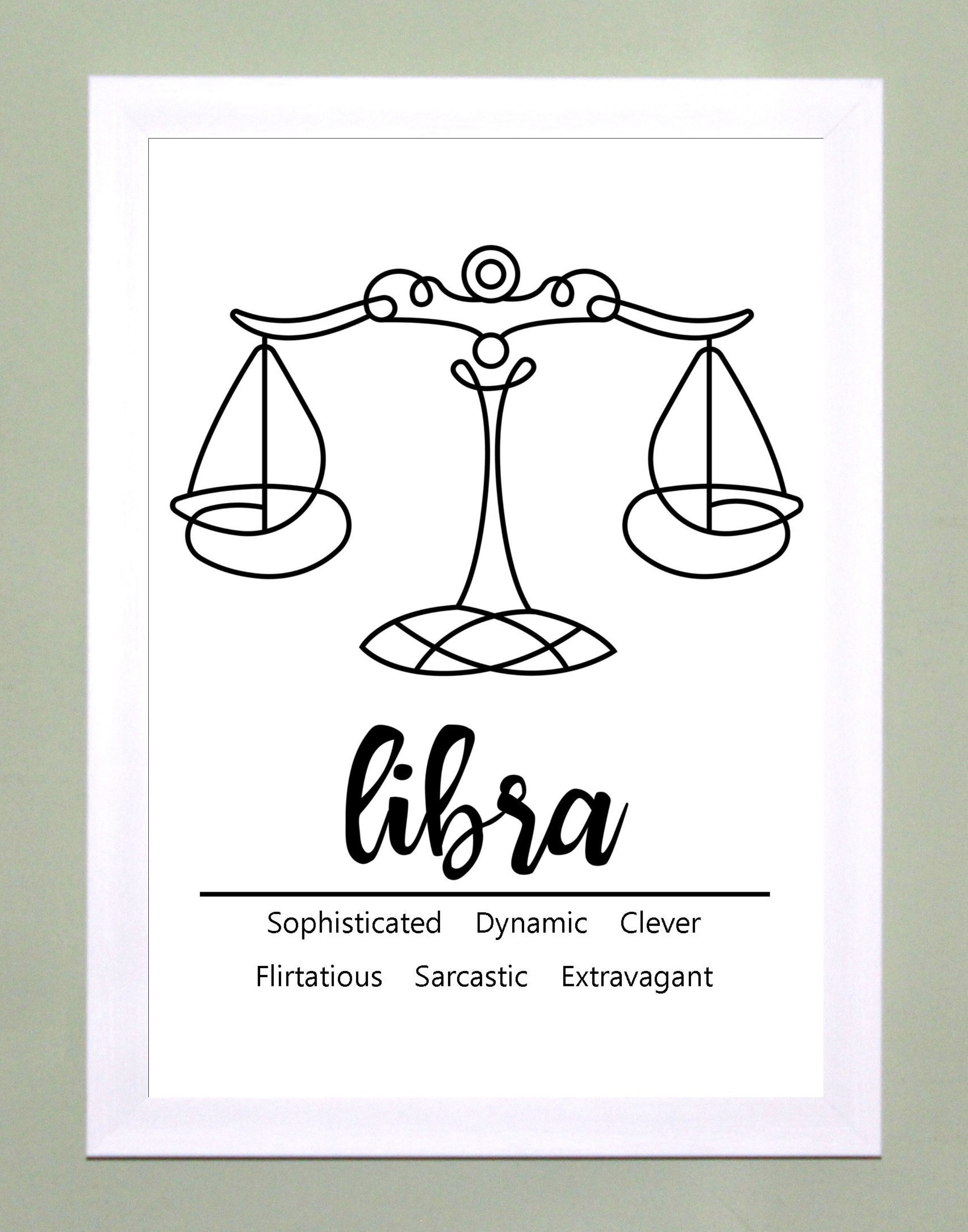 LIBRA ZODIAC Star Sign Traits A4 Poster Sold as the Print Only or in a ...