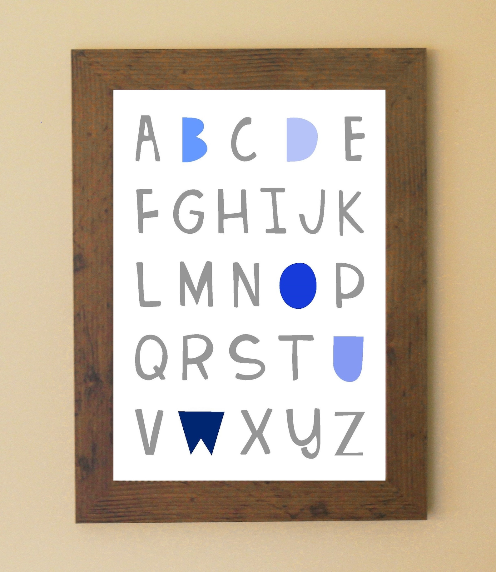 ALPHABET A4 Print Boy / Girl Nursery Wall Art in Blue Sold as | Etsy