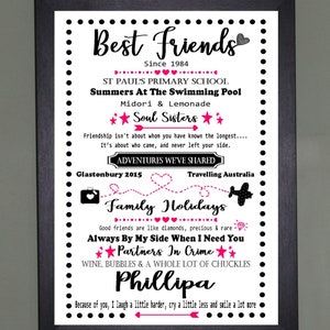 Personalised BEST FRIENDS BORDER Memories Keepsake A4 Print Sold as the ...