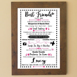 Personalised BEST FRIENDS BORDER Memories Keepsake A4 Print Sold as the ...