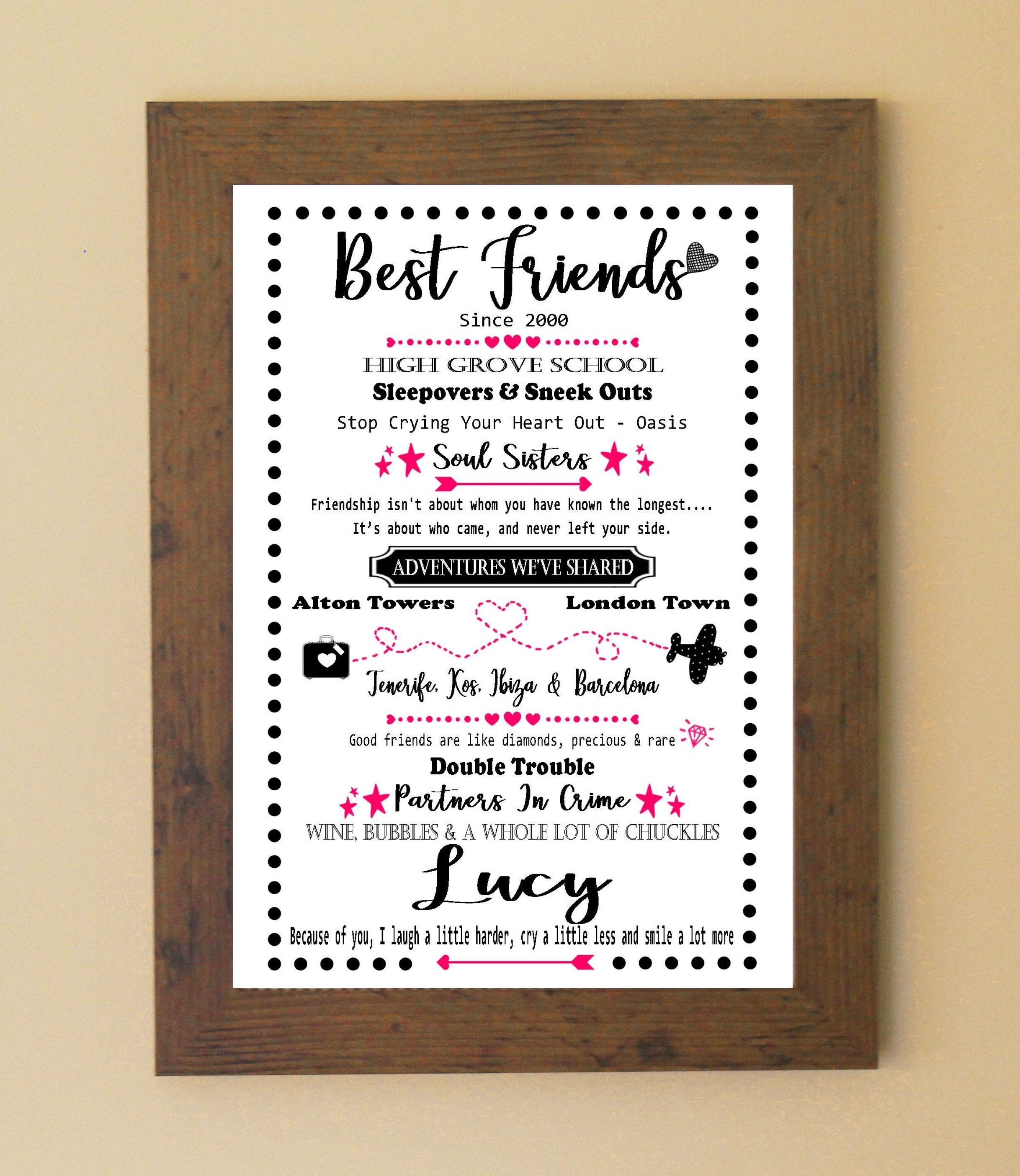 Personalised BEST FRIENDS BORDER Memories Keepsake A4 Print Sold as the ...