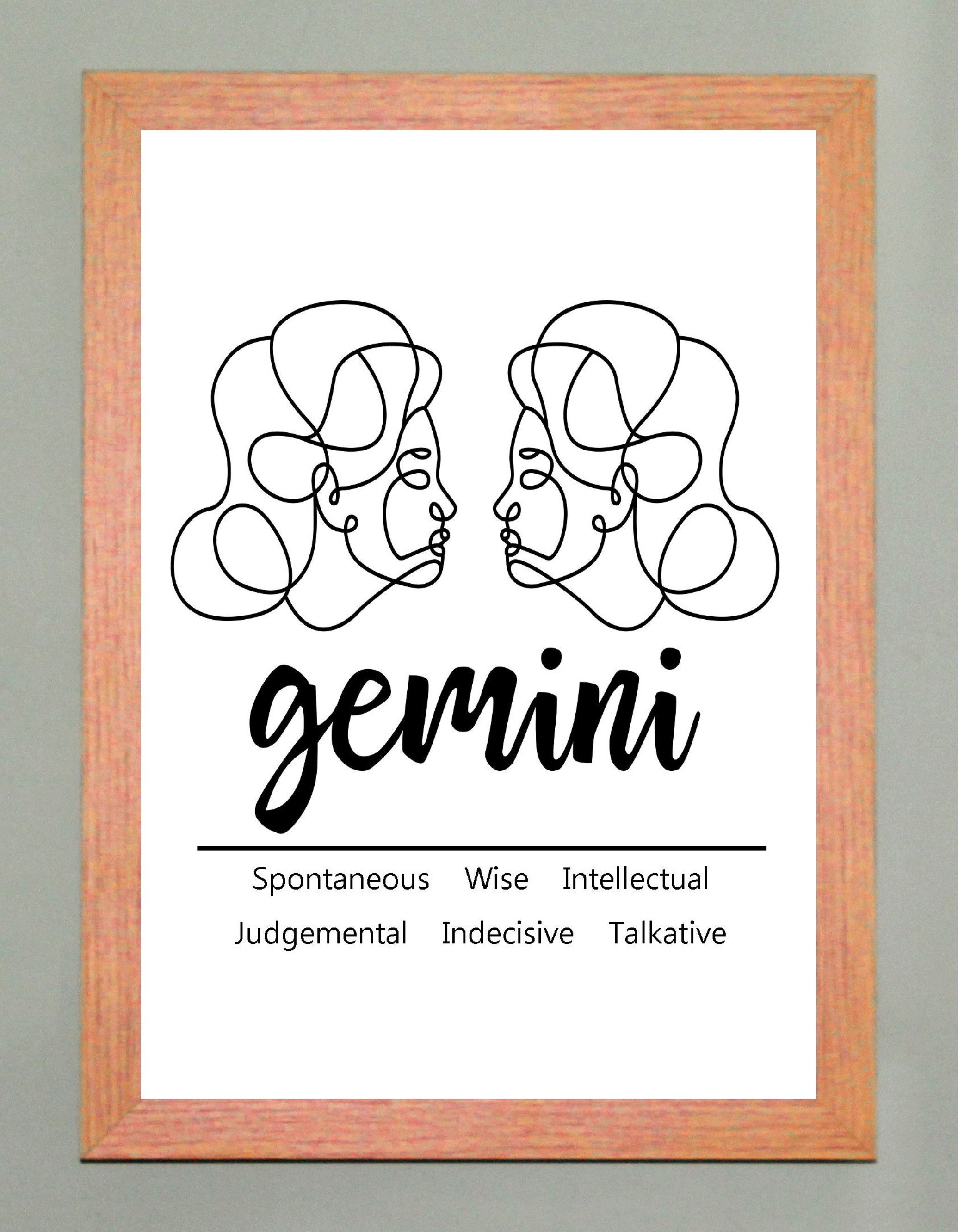 GEMINI ZODIAC Star Sign Traits A4 Poster Sold as the Print Only or in a ...