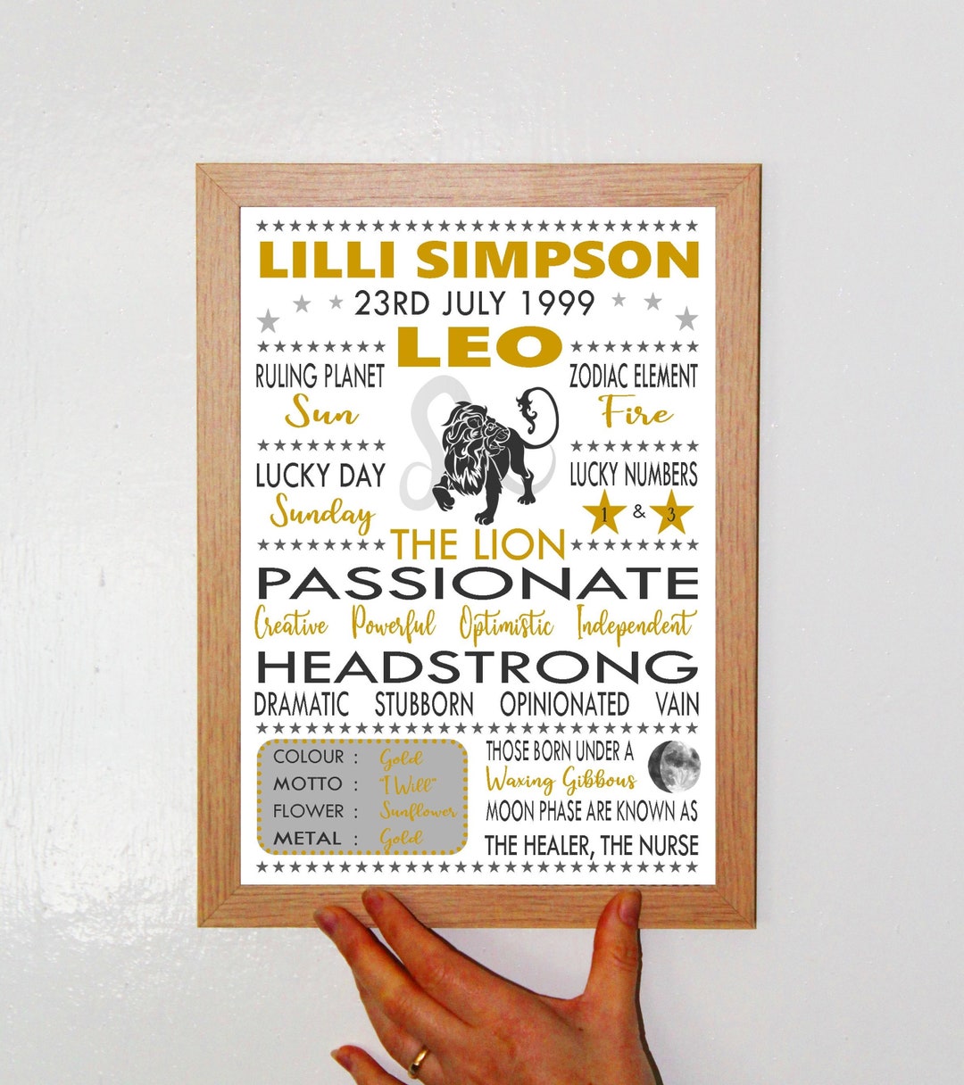 PERSONALISED Leo Star Sign Zodiac Birthday Horoscope A4 - Etsy