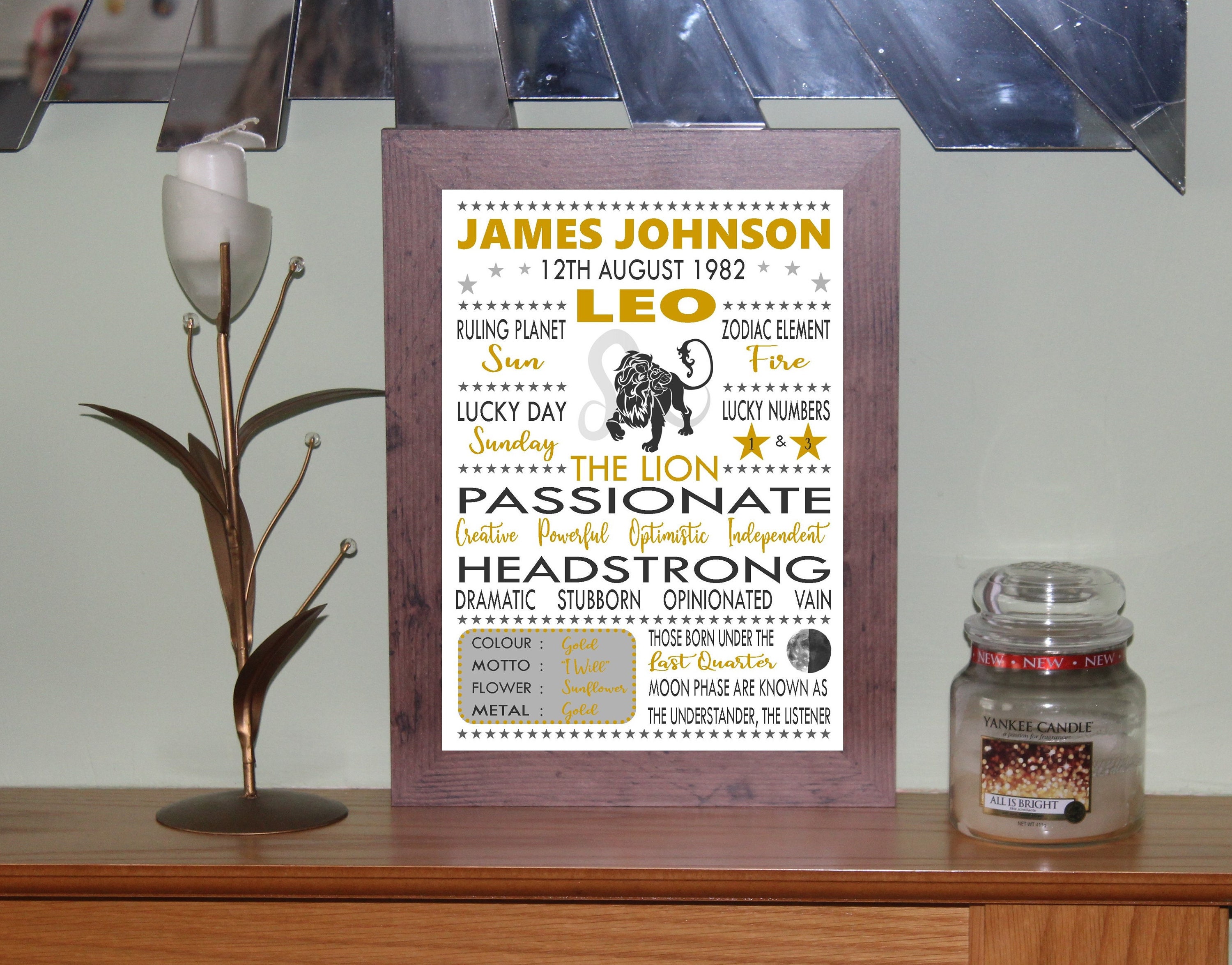 PERSONALISED Leo Star Sign Zodiac Birthday Horoscope A4 - Etsy