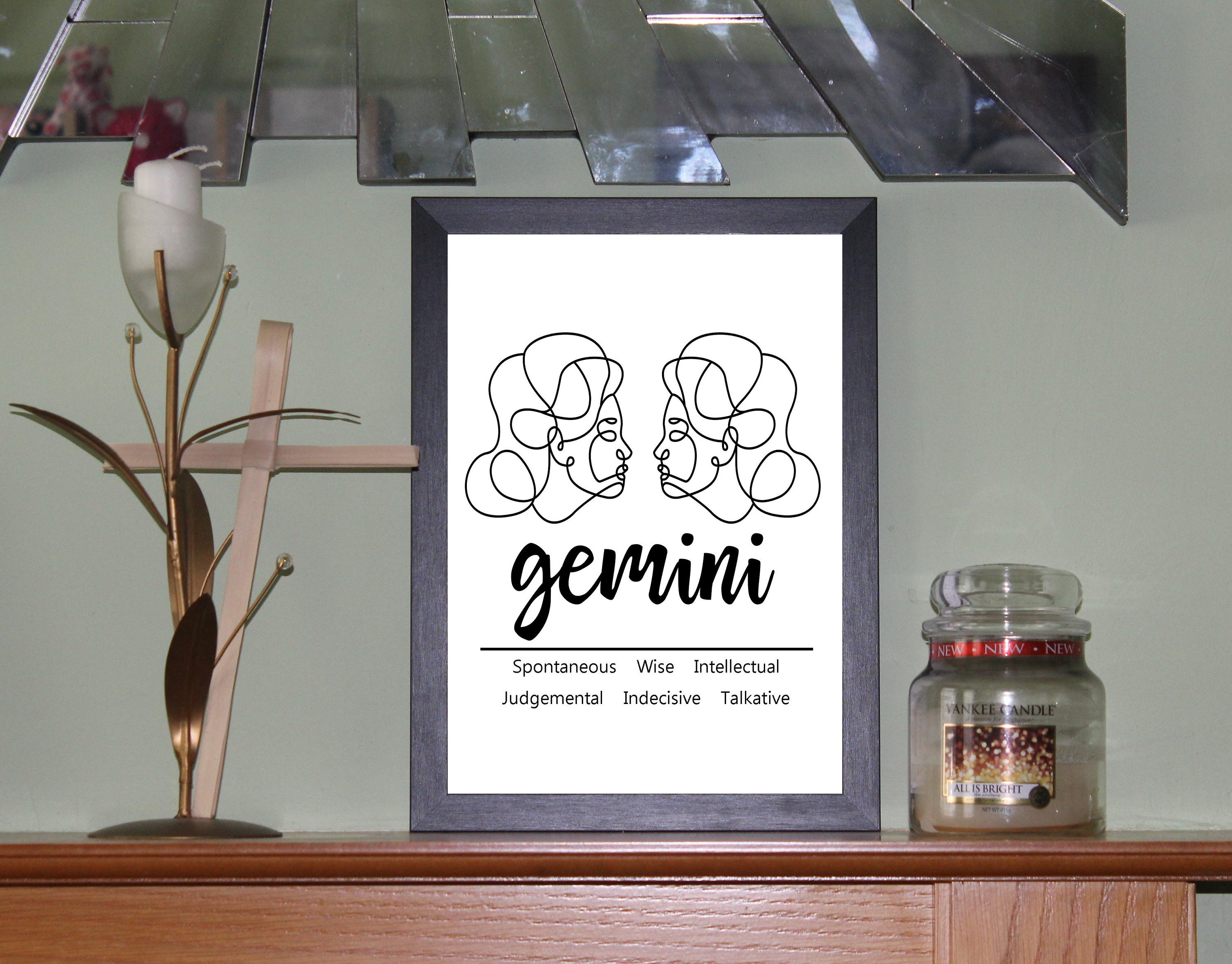 GEMINI ZODIAC Star Sign Traits A4 Poster Sold as the Print Only or in a ...