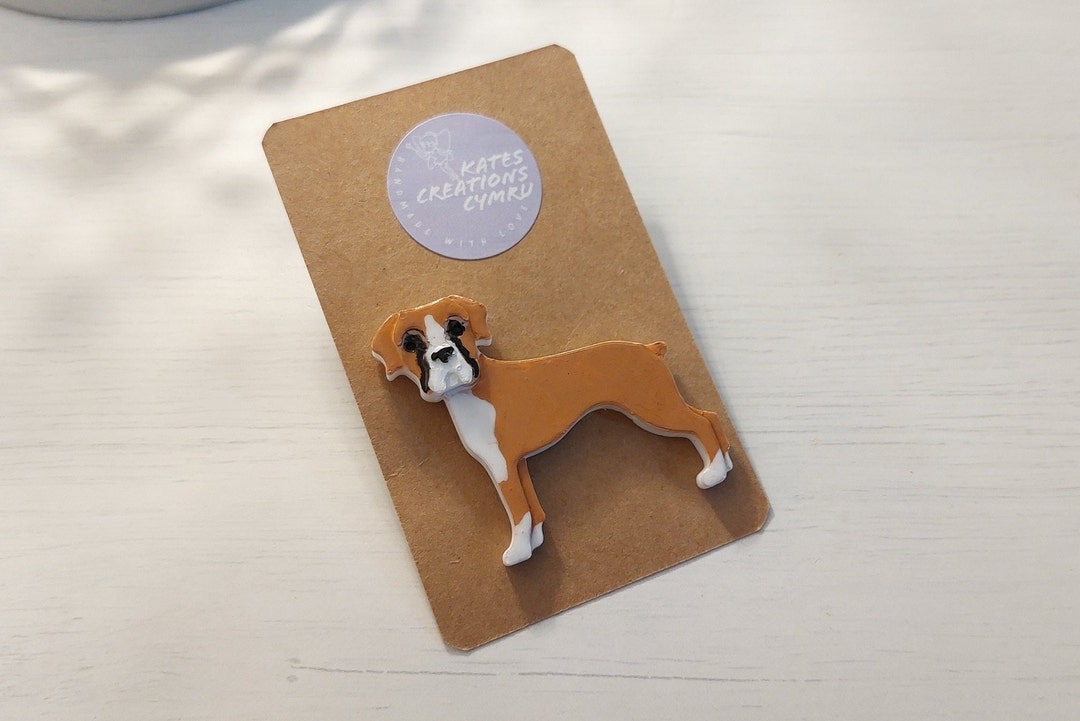 Cute Boxer Dog Pin Badge - Etsy