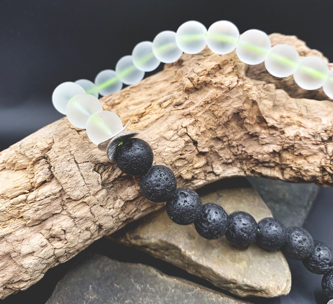 Necklace Dag Och Natt - "day & Night" - Necklace With Lava Beads and ...