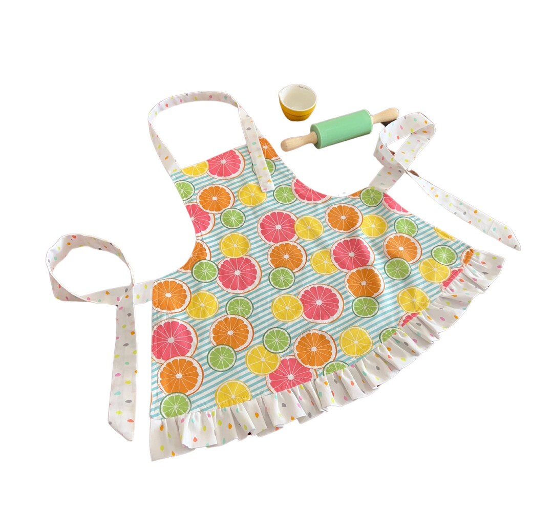 Reversible Kids Apron: Fruit & Sprinkles, Adjustable Neck Strap - Etsy