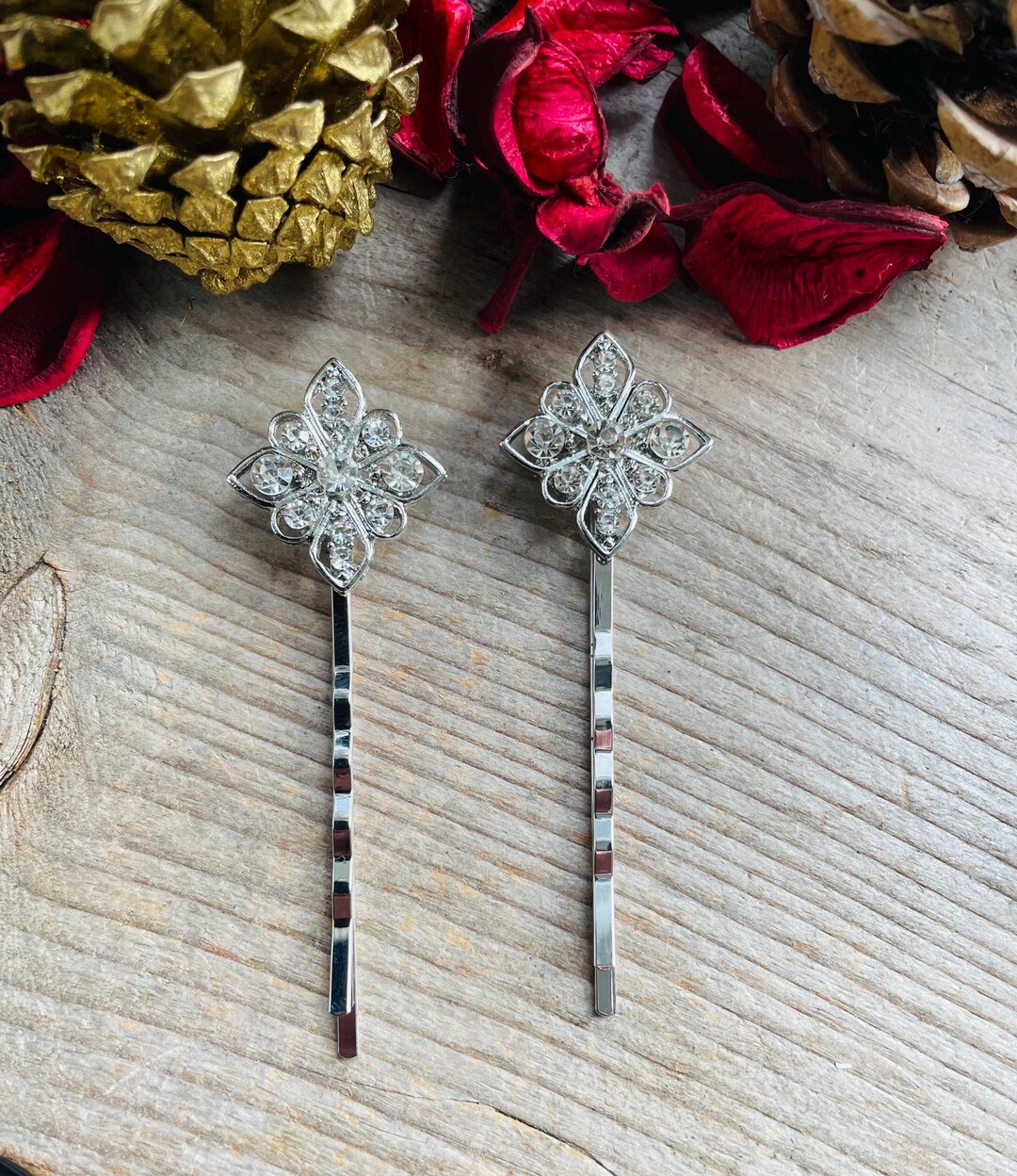 Vintage Style White Crystal Hair Pins: Elegant Wedding Hair Accessory ...