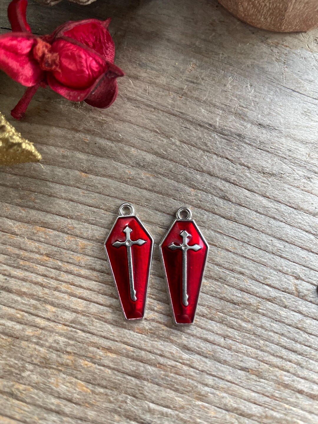 Red Vampire Cross Enamel Coffin Charms 26*11mm - Etsy