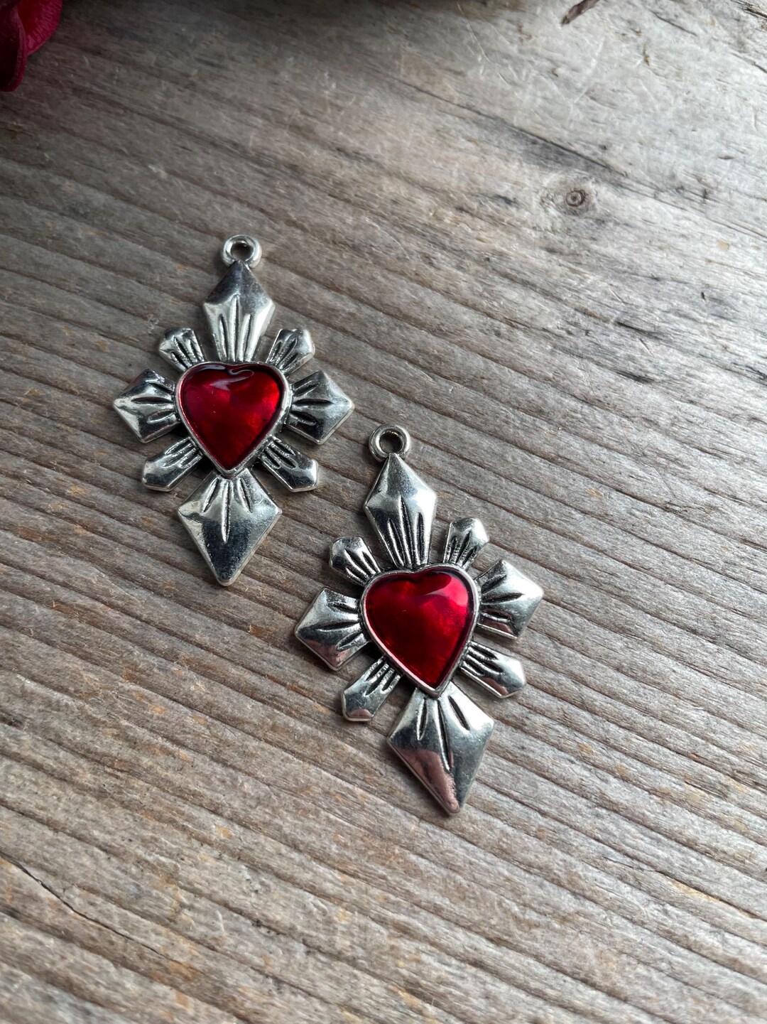 Gothic Burning Heart Charms 39 X 25 Mm - Etsy