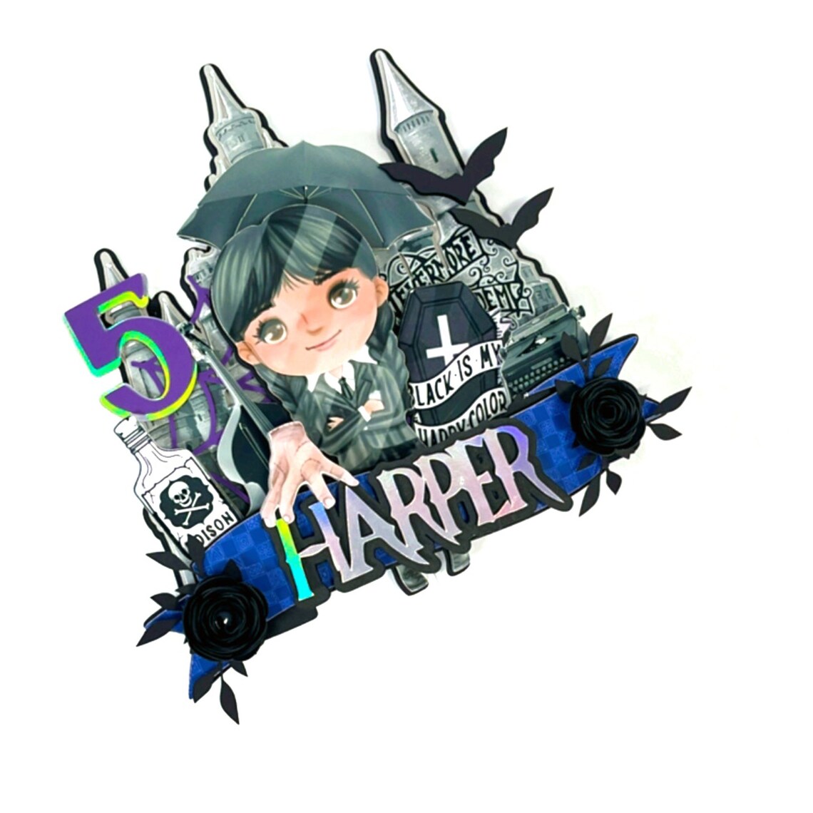 Wednesday Addams Cake Topper Wednesday Addams Birthday - Etsy