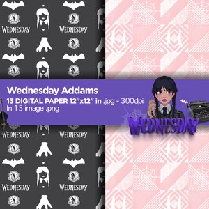 Wednesday Addams Digital Papers, Wednesday Addams Backgrounds ...