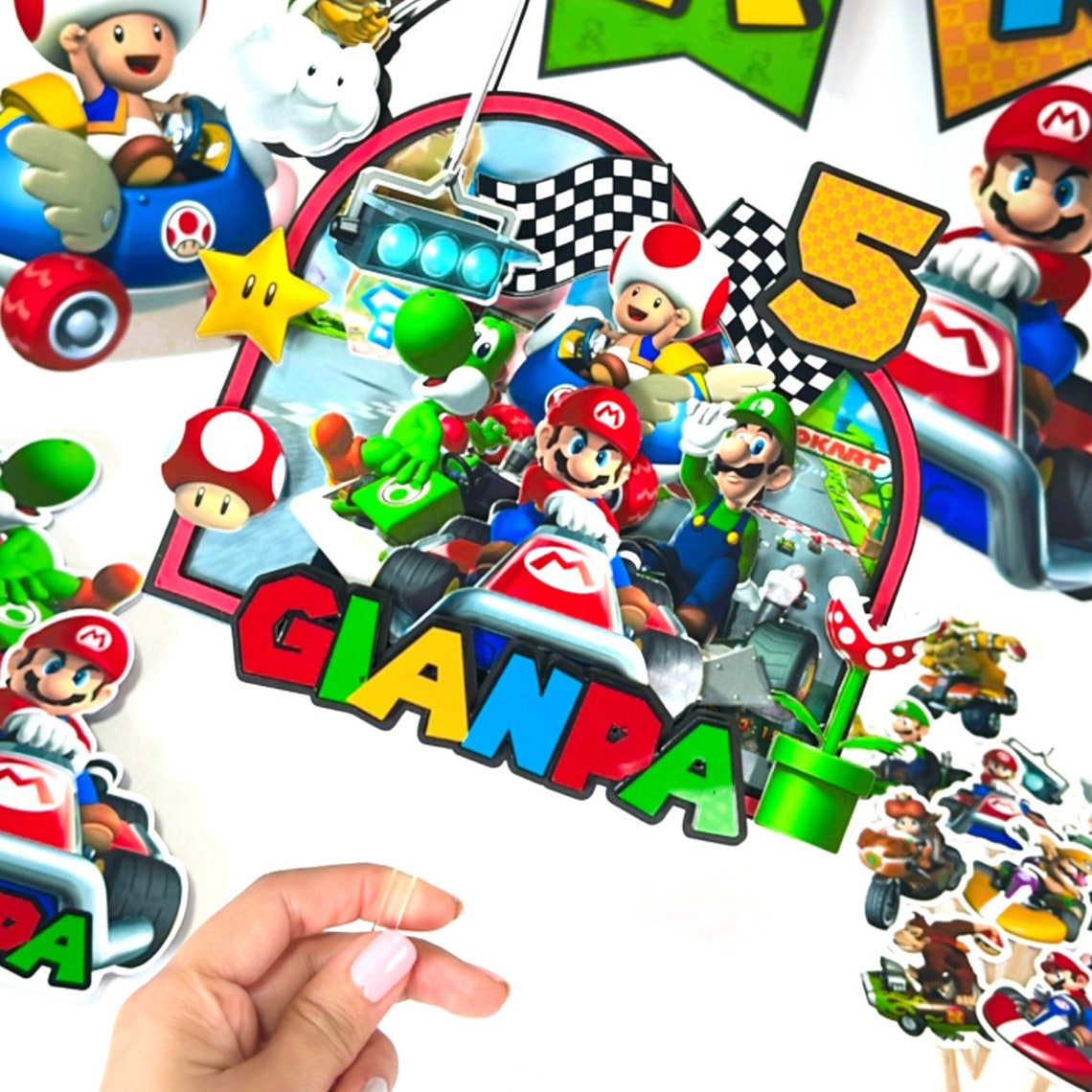 Mario Cars Cake Topper Super Mario Cars Cars Birthday Super - Etsy