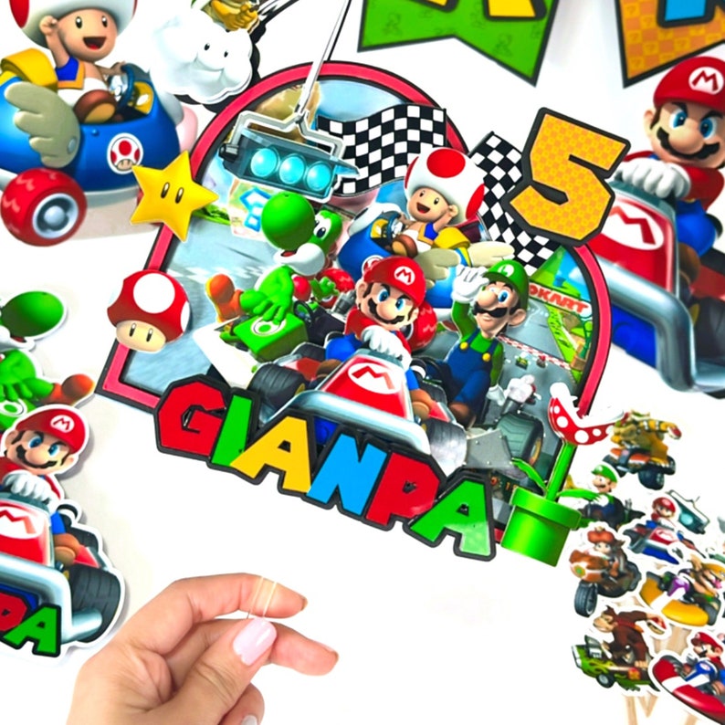 Mario Cars Cake Topper Super Mario Cars Cars Birthday Super - Etsy