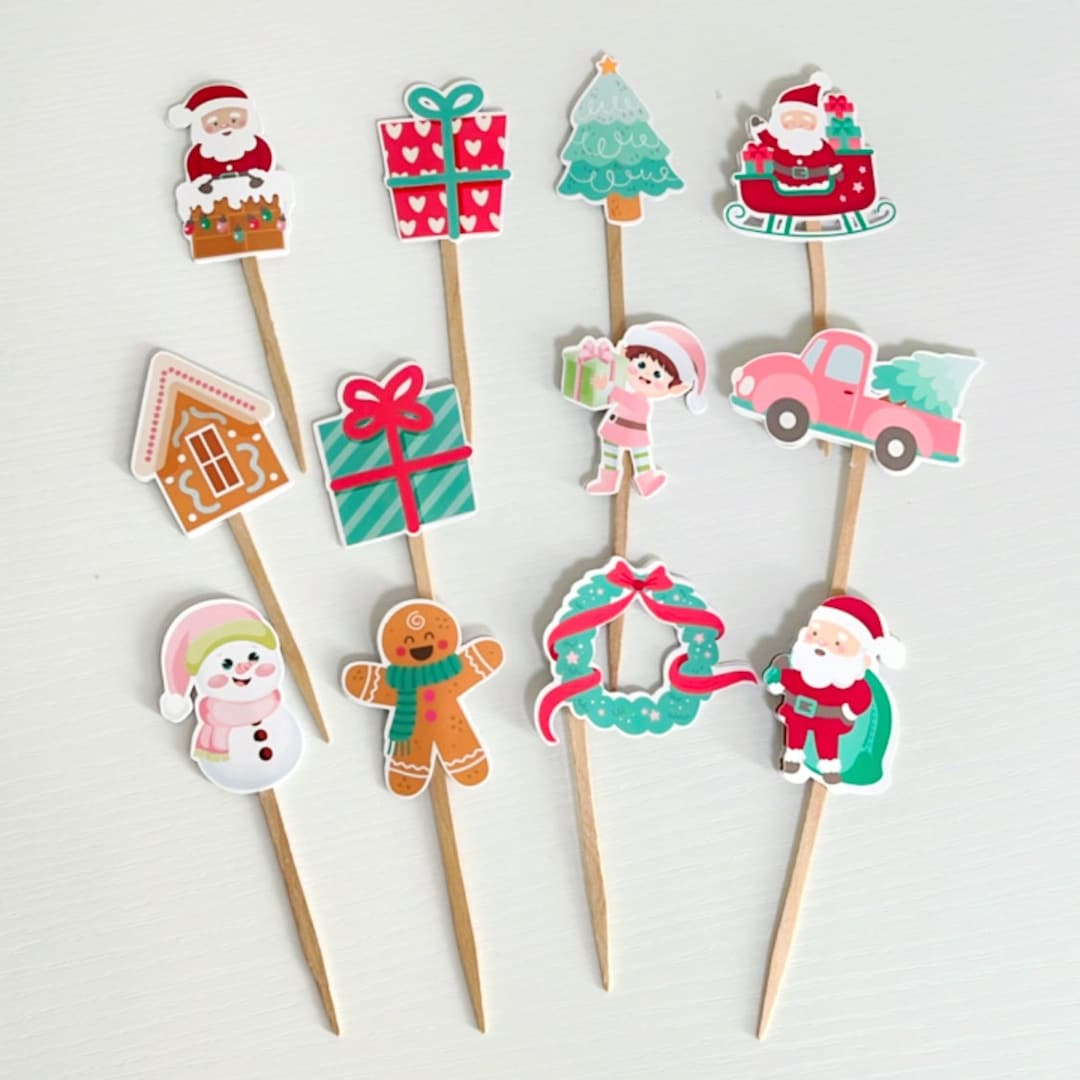 Holidays Cupcake Toppers, Christmas Cupcake Toppers, Christmas Party ...