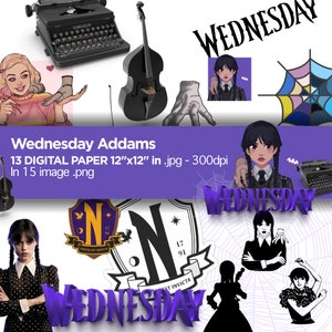 Wednesday Addams Digital Papers, Wednesday Addams Backgrounds ...