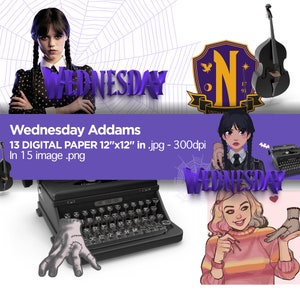 Wednesday Addams Digital Papers, Wednesday Addams Backgrounds ...