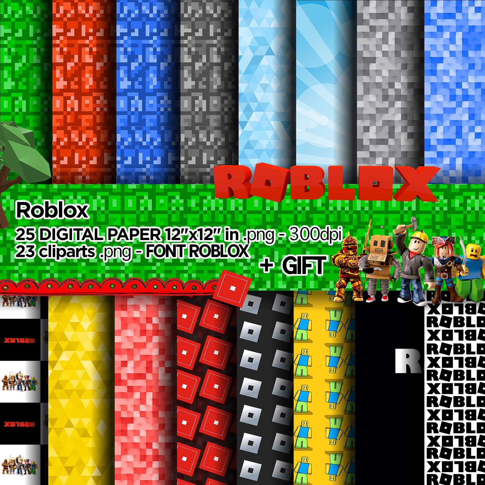Papeles digitales de Roblox Fondos de Roblox Papeles de - Etsy España