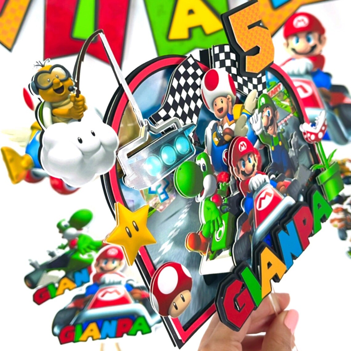 Mario Cars Cake Topper Super Mario Cars Cars Birthday Super - Etsy