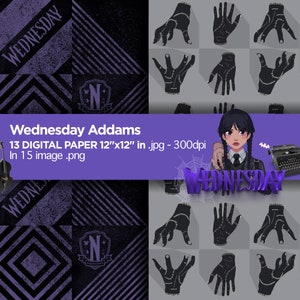 Wednesday Addams Digital Papers, Wednesday Addams Backgrounds ...