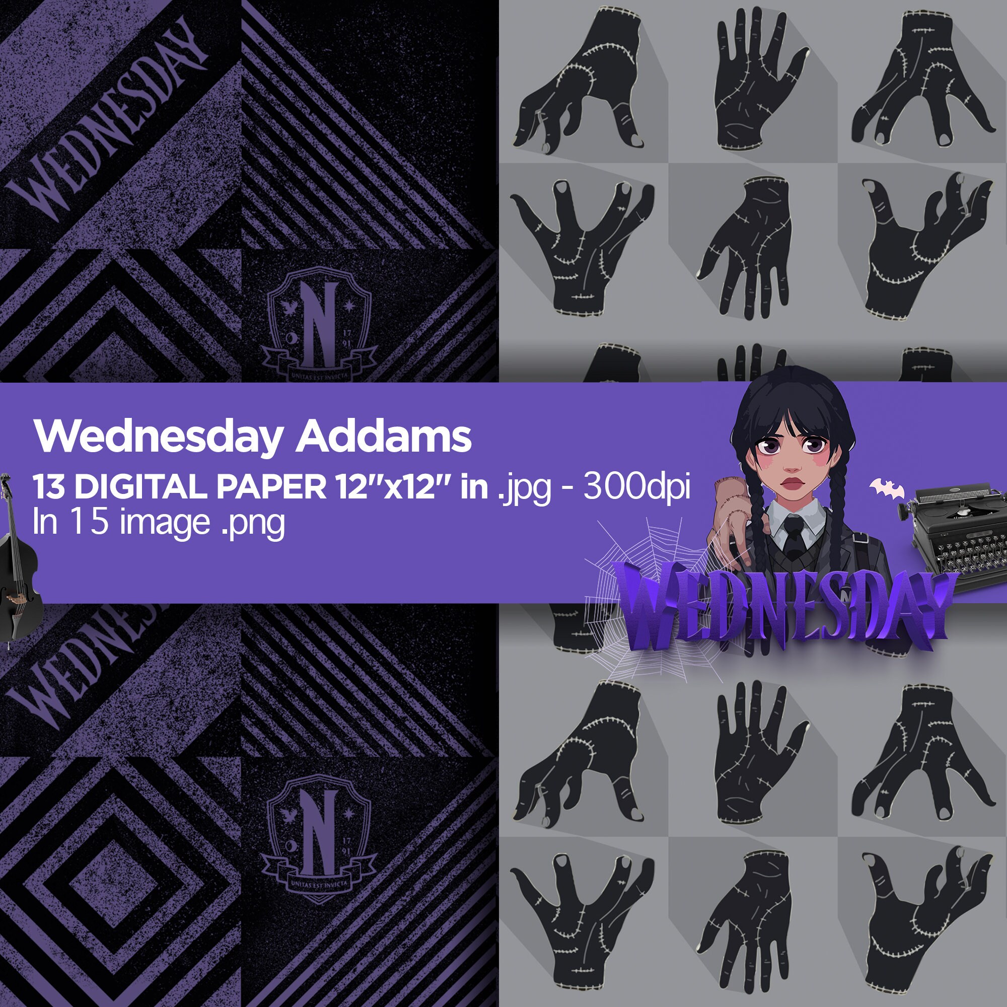 Wednesday Addams Digital Papers Wednesday Addams Backgrounds - Etsy