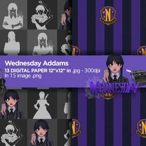 Wednesday Addams Digital Papers, Wednesday Addams Backgrounds ...
