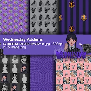 Wednesday Addams Digital Papers, Wednesday Addams Backgrounds ...