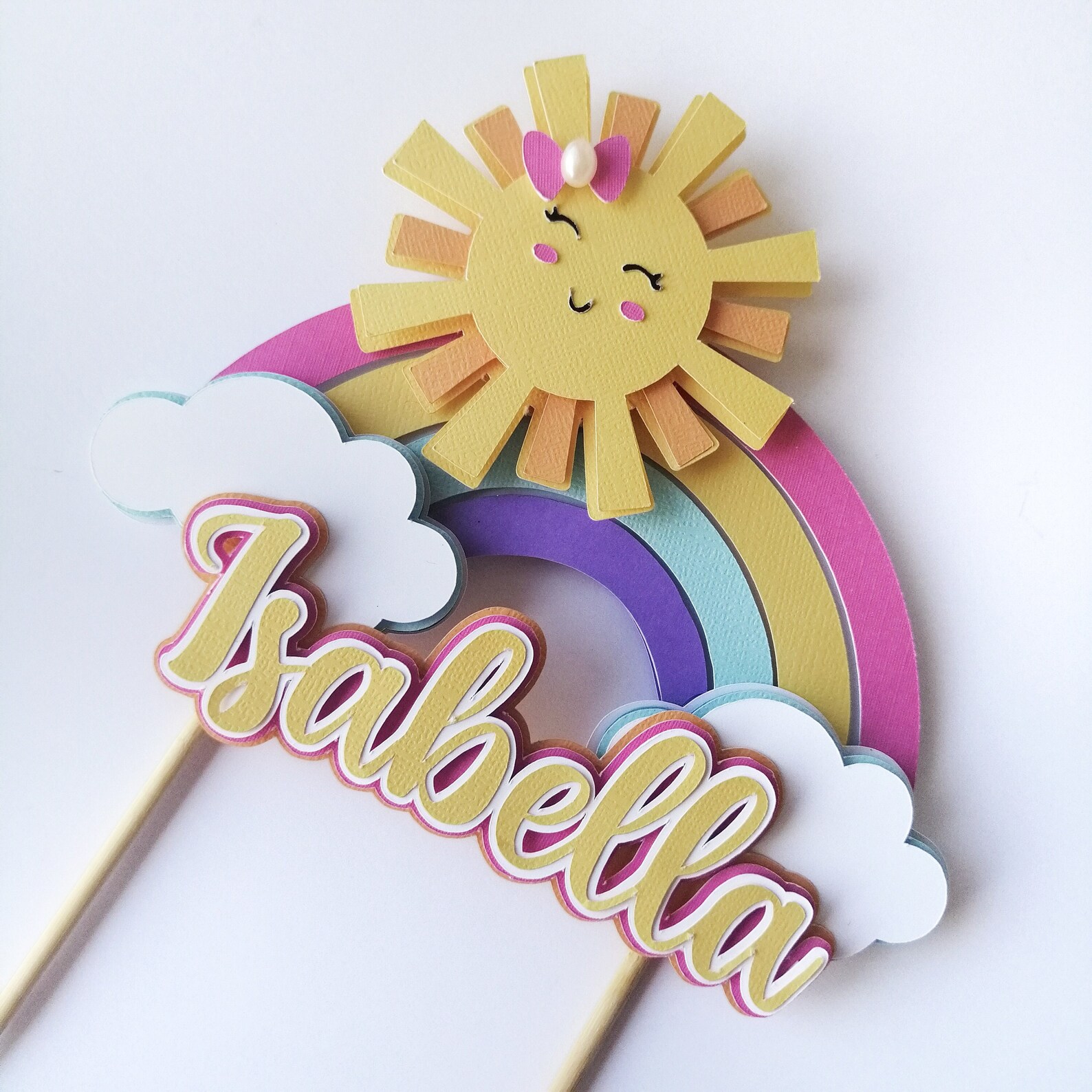 Rainbow Cake Topper Personalized Cake Topper Birthday Cake | Etsy