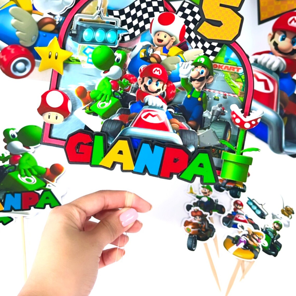 Mario Cars Cake Topper Super Mario Cars Cars Birthday Super - Etsy