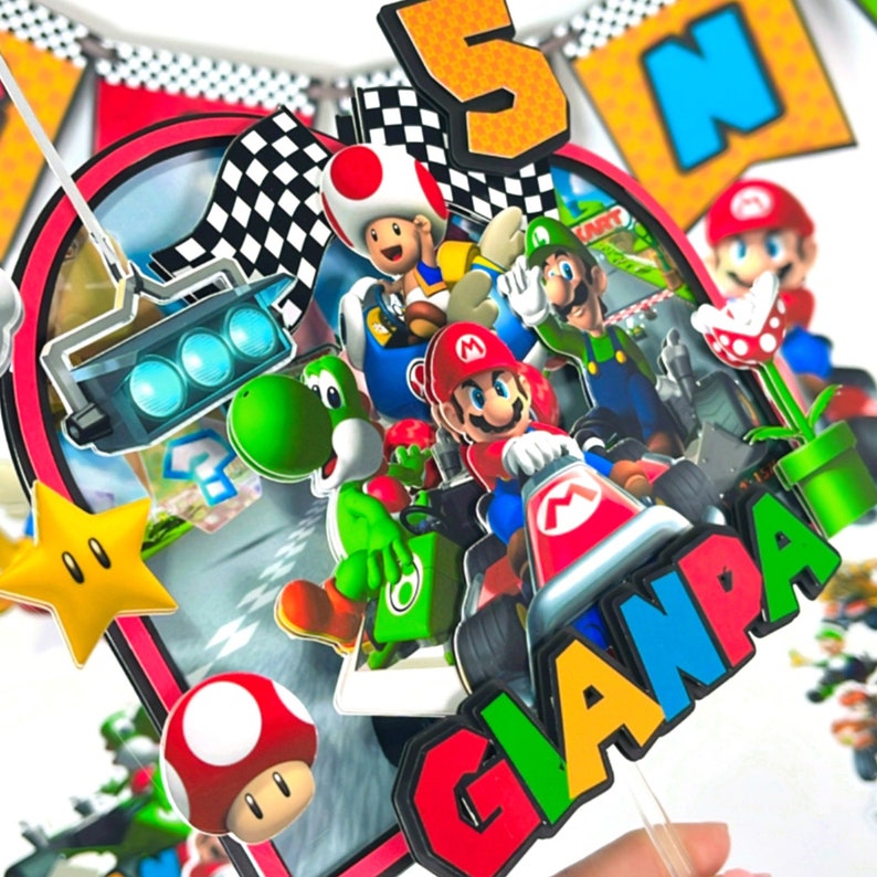 Mario Cars Cake Topper Super Mario Cars Cars Birthday Super - Etsy