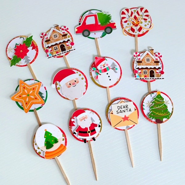 Christmas Cupcake Toppers - Etsy