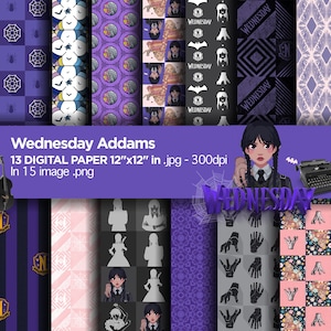 Wednesday Addams Digital Papers, Wednesday Addams Backgrounds ...