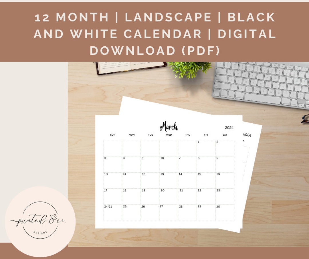 12 Month Calendar Landscape Design Digital Download PDF - Etsy